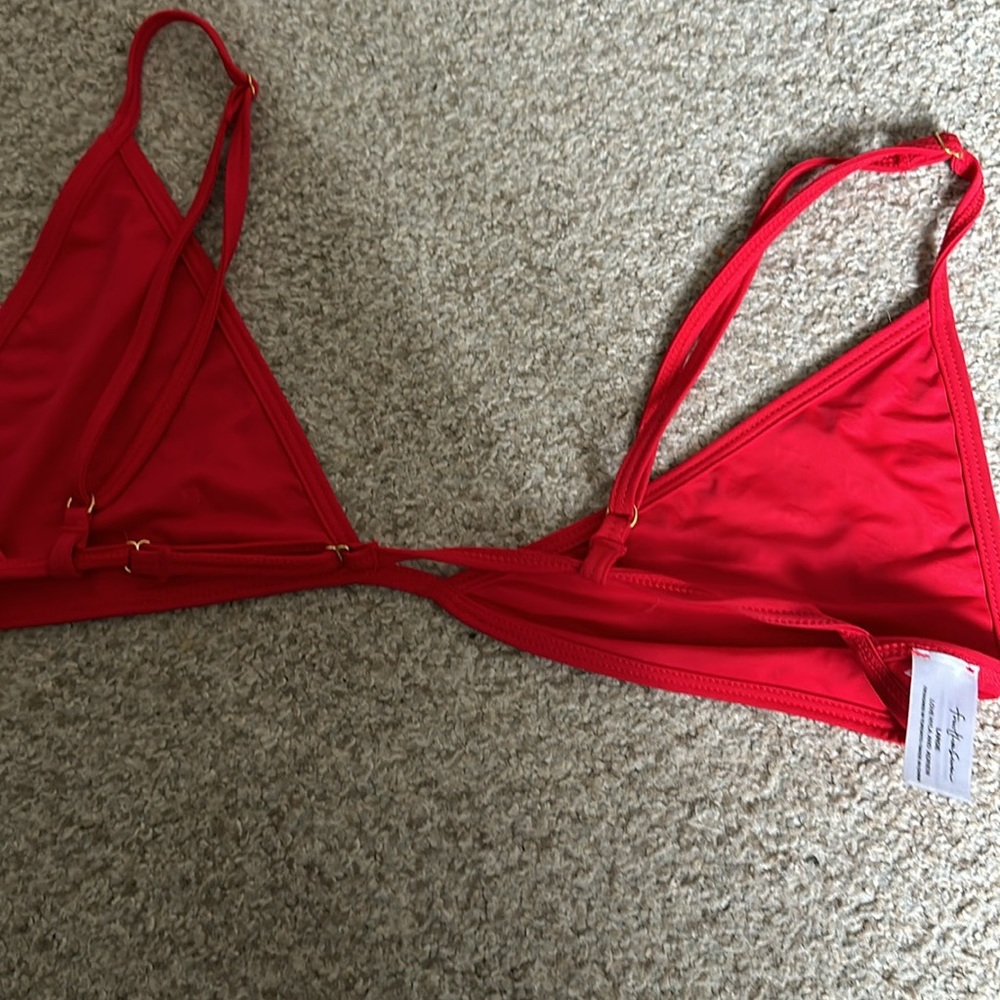 437 Swimwear Logo Red Bikini Top Gem